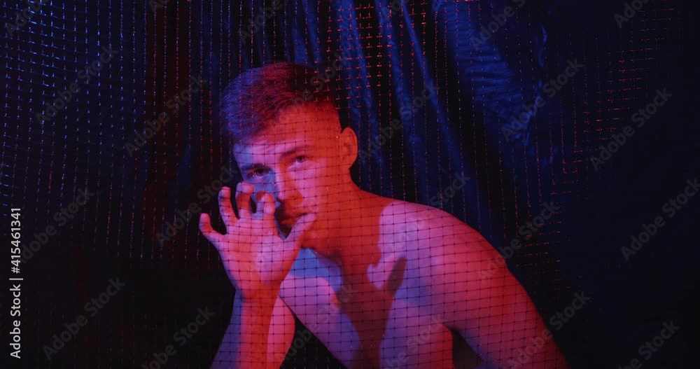 Man slavery. Human trafficking. Kidnapping victim rescue. Scared ...