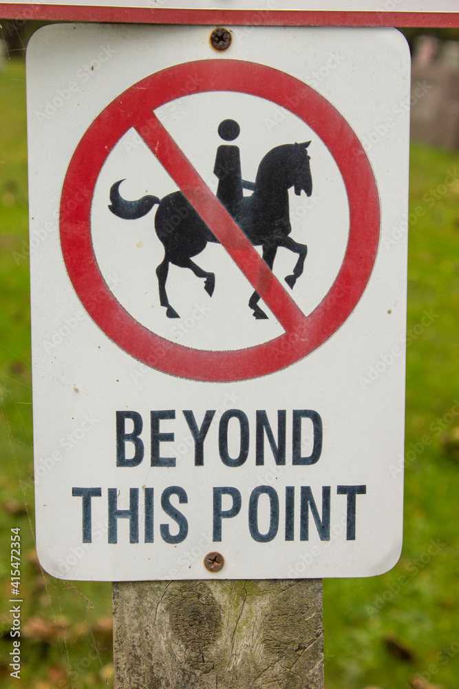 No horses beyond this point sign Stock Photo | Adobe Stock