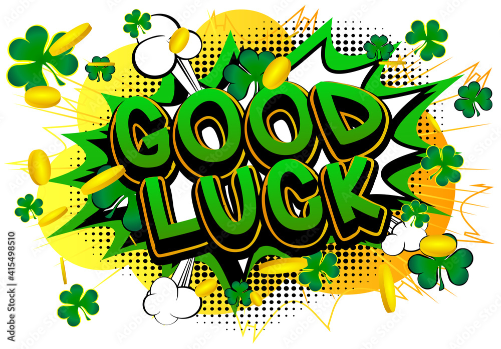 Luck related comic book style poster, banner, template. Cartoon style ...