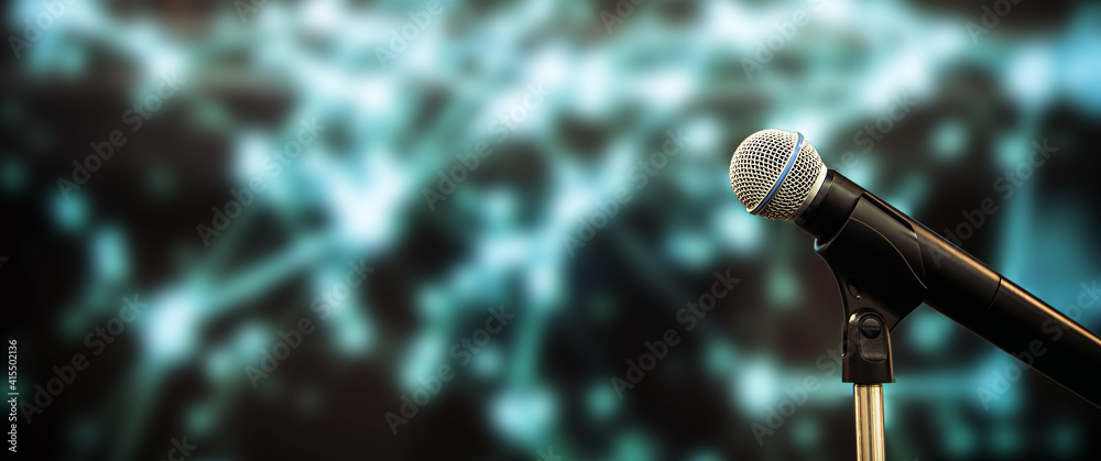Public speaking backgrounds, Close-up the microphone on stand for ...