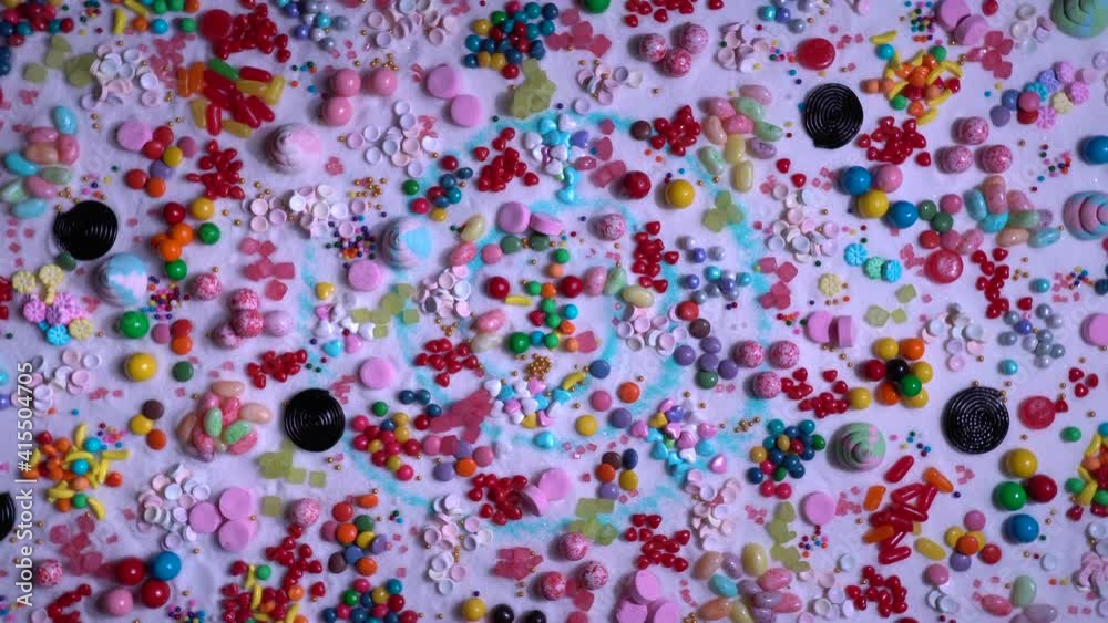 Large round table of mixed sweets, different colors and shapes, for all ...