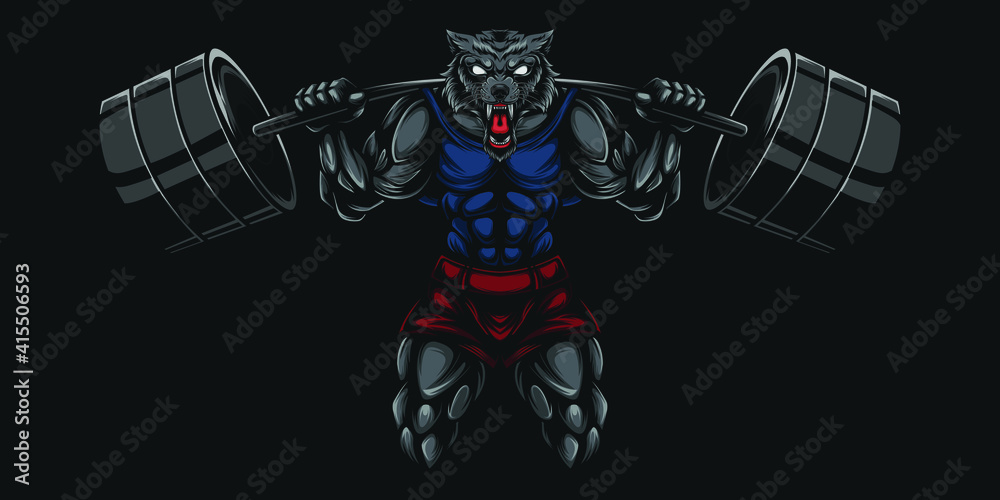 wolf gym ilustration, animal sports posters, sports brand logos ...