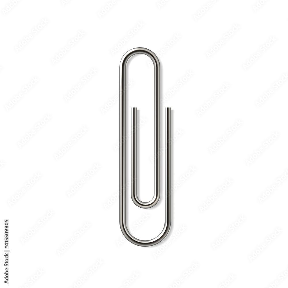Realistic paper clip. Metal fasteners, steel twisted wire for binding ...