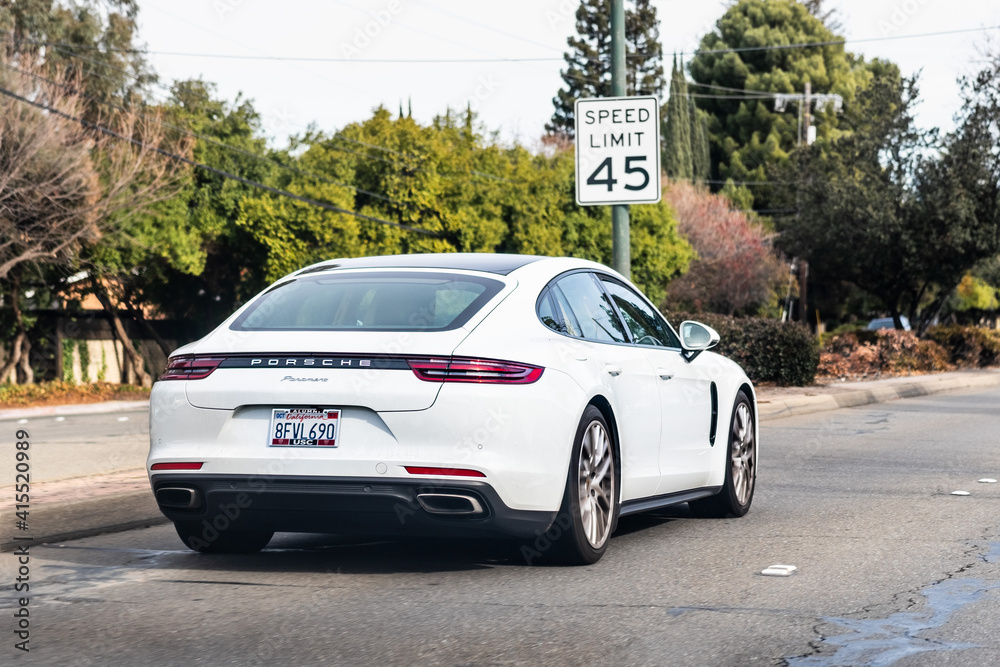 Jan 1, 2021 Concord / CA / USA - Porsche Panamera vehicle driving on a ...