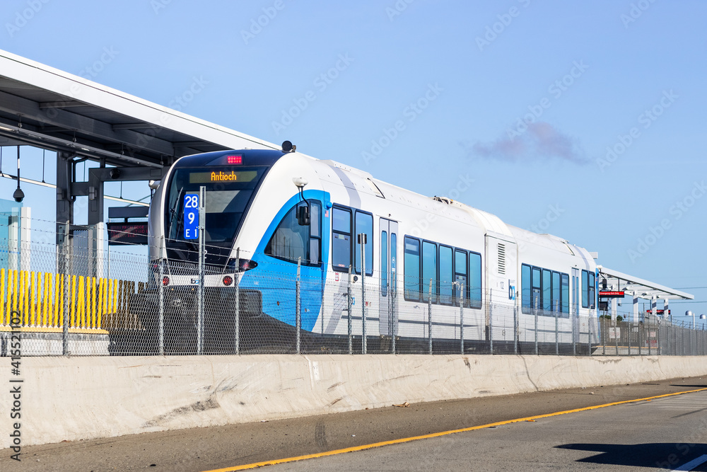 Jan 5, 2021 Pittsburg / CA / USA - BART Diesel train stopped on tracks ...