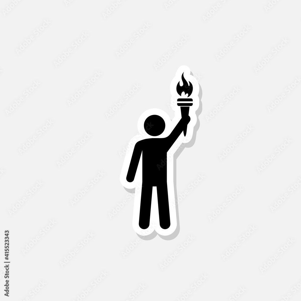 Man with torch sticker icon Stock Illustration | Adobe Stock