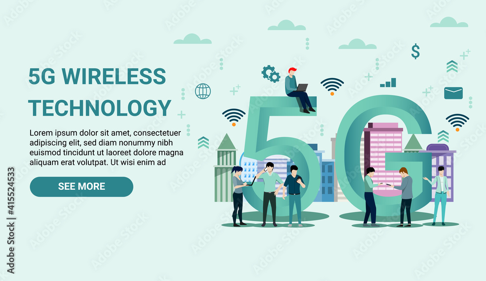 5g network logo with smart city background vector illustration Stock ...