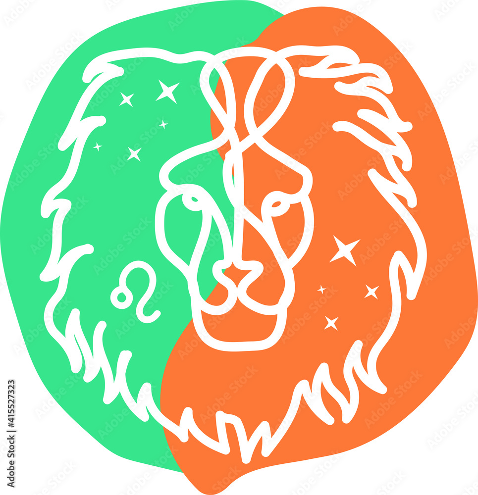 line art vector Leo horoscope sign in twelve zodiacs with stars ...