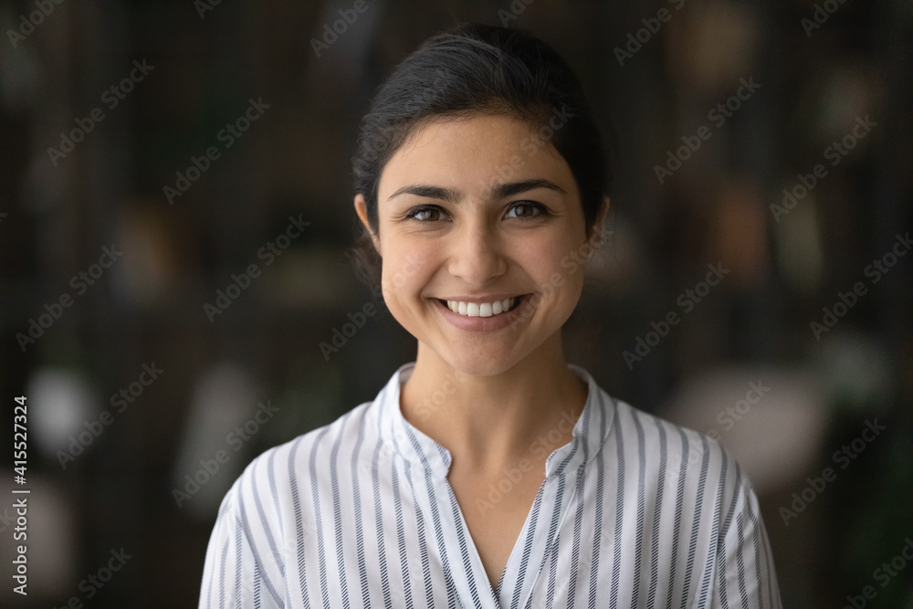 Profile picture of smiling young Indian woman client or customer feel ...