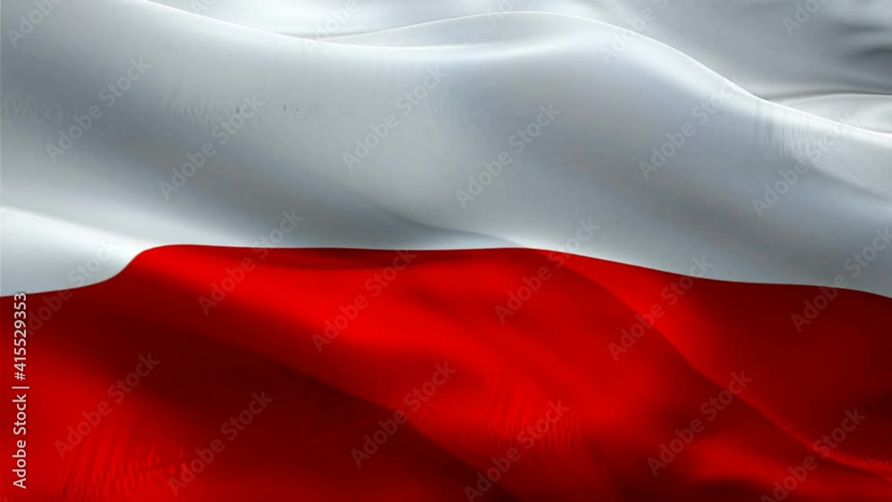 Polish flag Closeup 1080p Full HD 1920X1080 footage video waving in ...