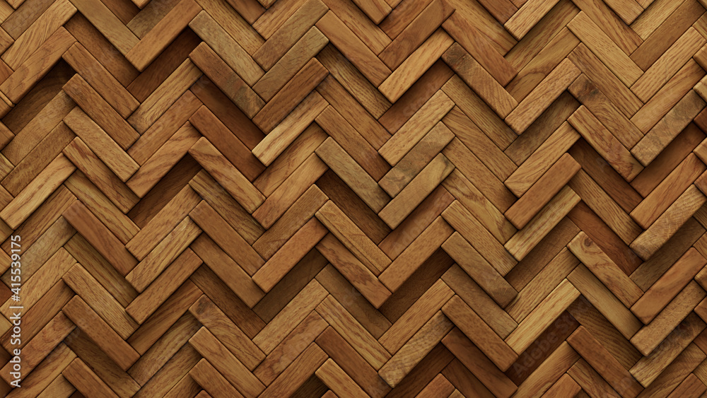 Wood Block Wall background. Mosaic Wallpaper with Light and Dark Timber ...