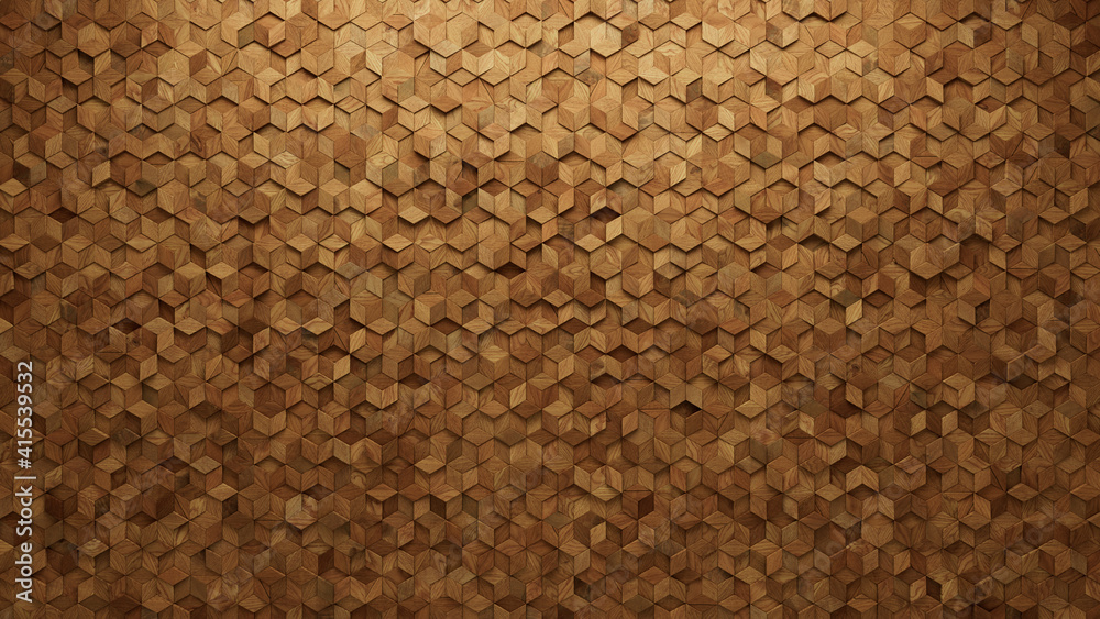 Wood Block Wall background. Mosaic Wallpaper with Light and Dark Timber ...