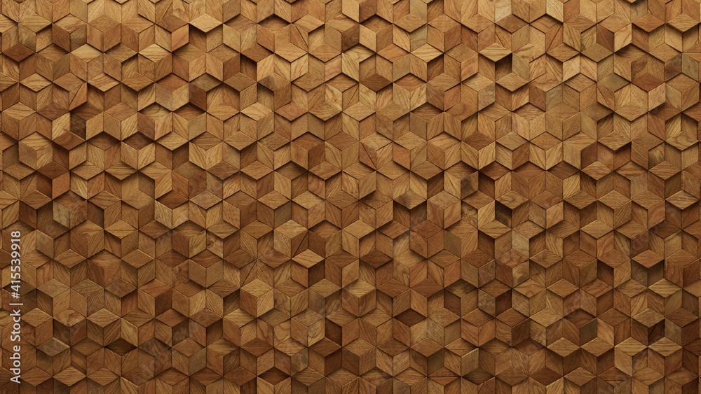 Wood Block Wall background. Mosaic Wallpaper with Light and Dark Timber ...