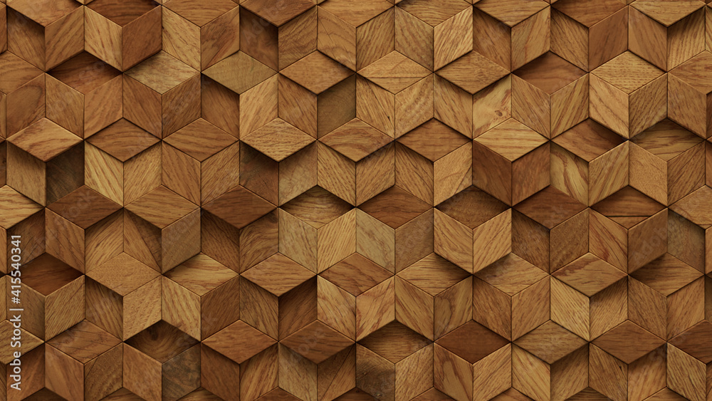 Wood Block Wall background. Mosaic Wallpaper with Light and Dark Timber ...
