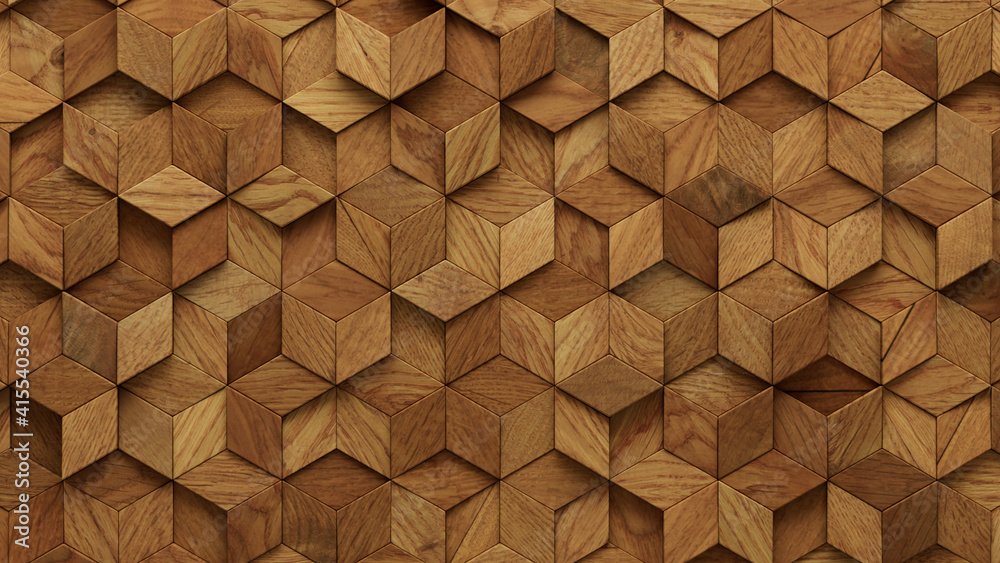 Wood Block Wall background. Mosaic Wallpaper with Light and Dark Timber ...