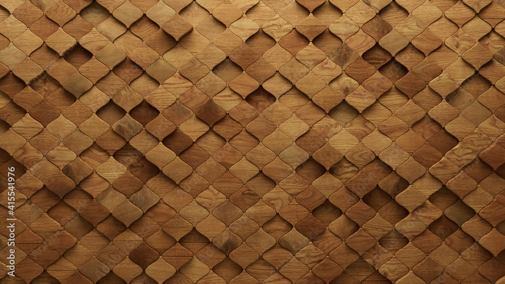 Wood Block Wall background. Mosaic Wallpaper with Light and Dark Timber ...