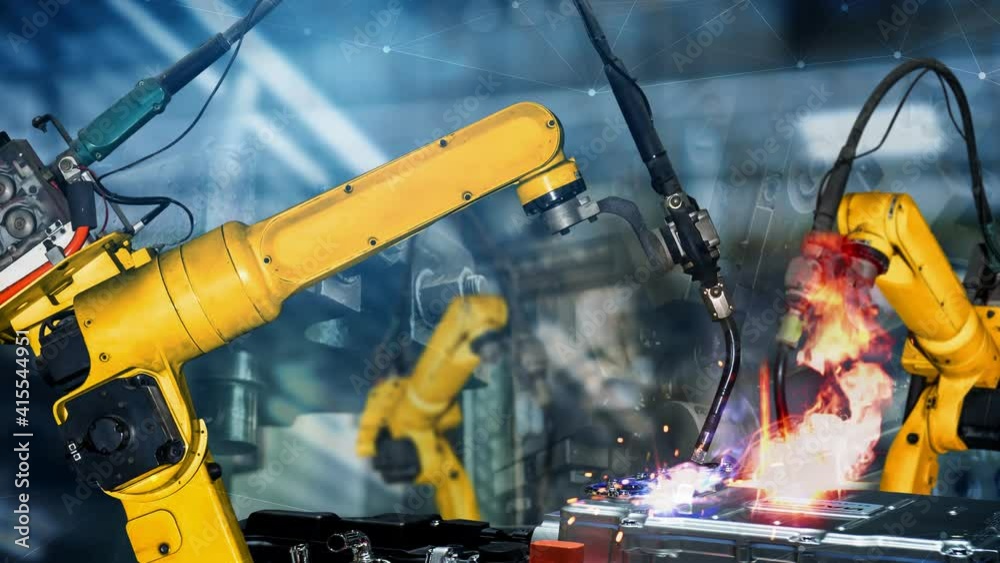 Smart industry robot arms modernization for digital factory technology ...