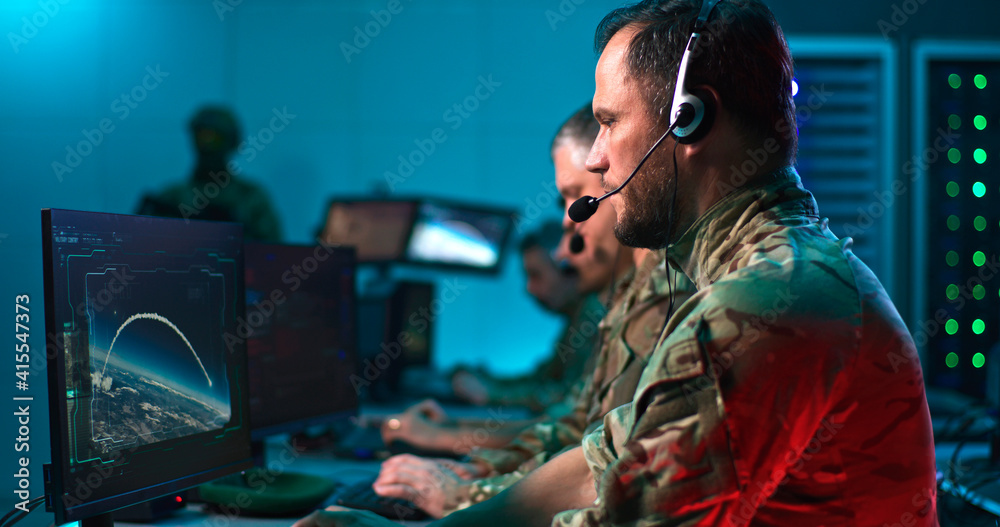 Military commander using computers during world war Stock Photo | Adobe ...