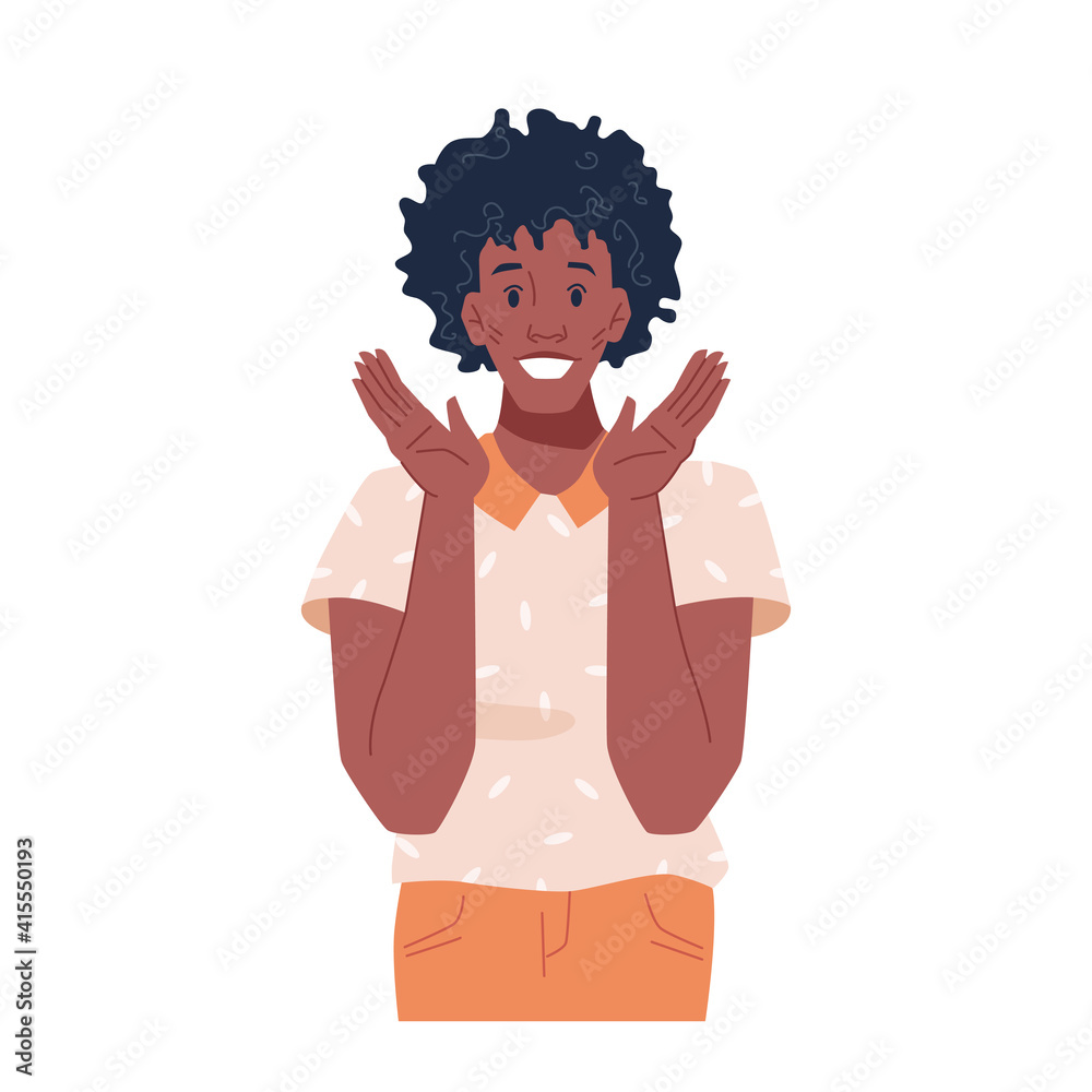 Excited woman with happy facial expression isolated flat cartoon ...