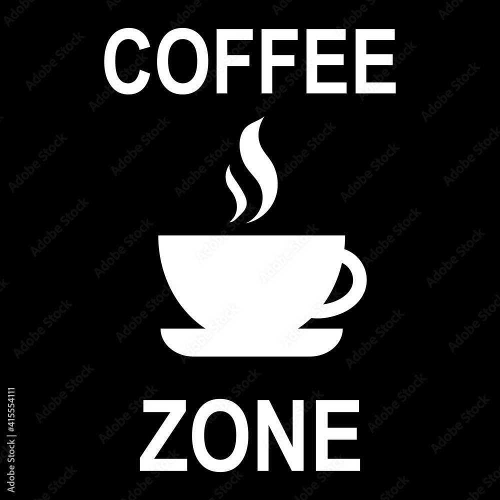Coffee zone icon. Vector illustration of black and white steaming ...