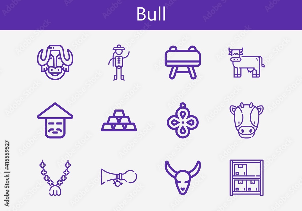 Premium set of bull line icons. Simple bull icon pack. Stroke vector ...