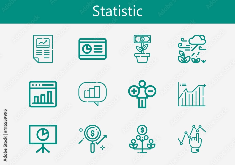 Premium set of statistic line icons. Simple statistic icon pack. Stroke ...