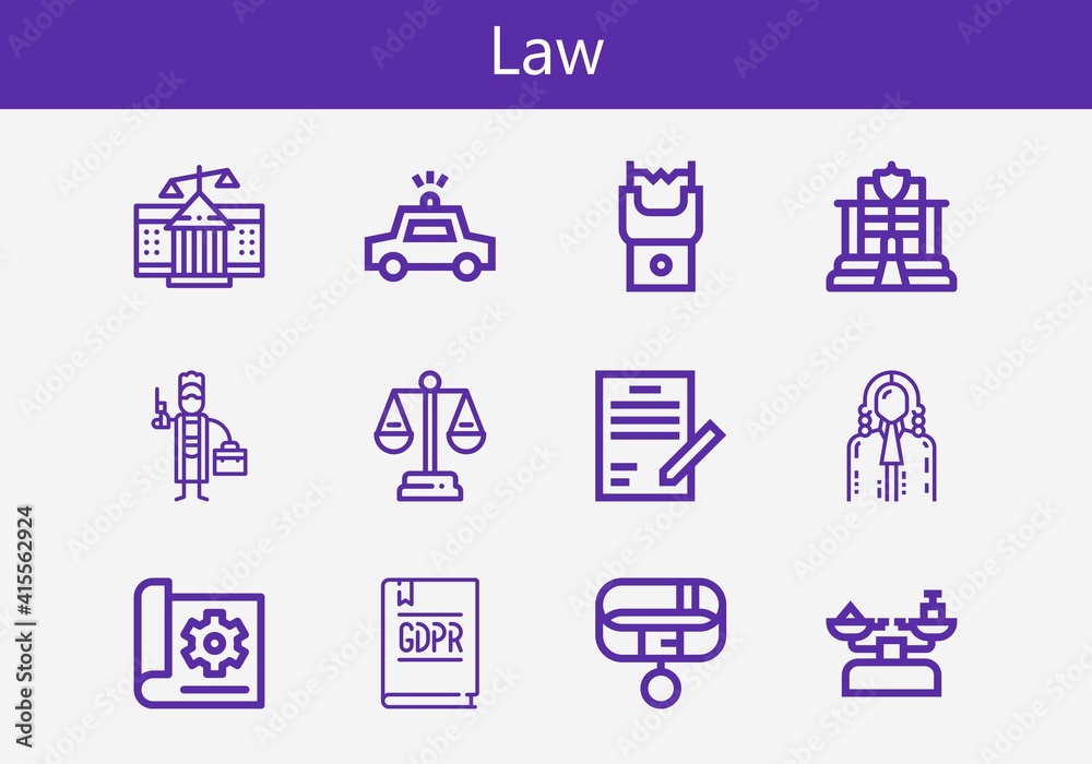 Premium set of law line icons. Simple law icon pack. Stroke vector ...