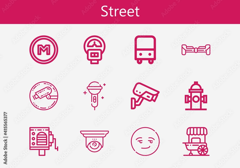 Premium set of street line icons. Simple street icon pack. Stroke ...