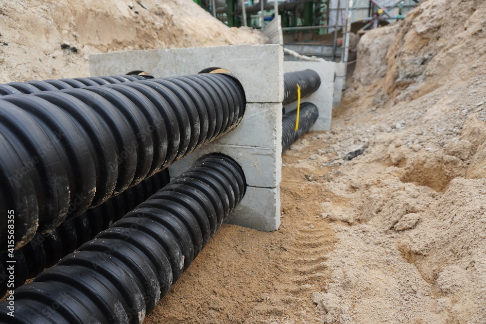 Flexible Conduit is placed underground to be used to trace high voltage ...