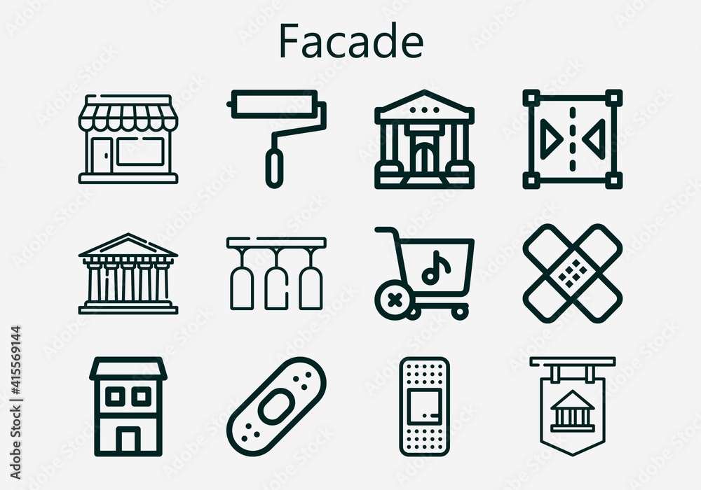 Premium set of facade [S] icons. Simple facade icon pack. Stroke vector ...