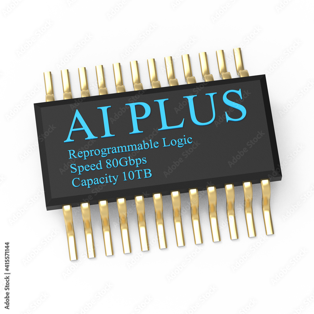 3d rendering of AI PLUS with Digital Brain is learning processing big ...