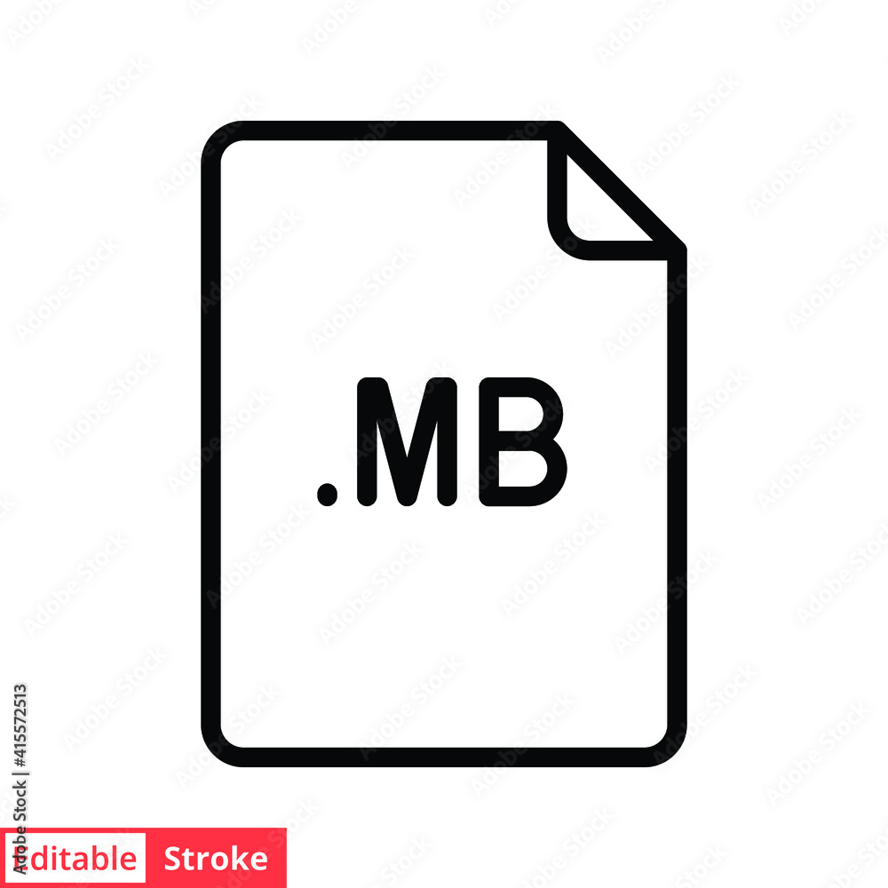MB file format line icon. Linear style sign for mobile concept and web ...