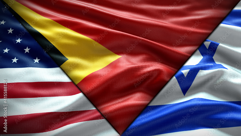 United States of America Flag and Israel flag and Timor-Leste Flag ...
