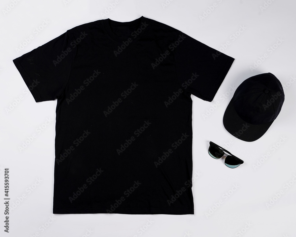 Plain Black T Shirt Mockup Isolated On White Background Suitable For