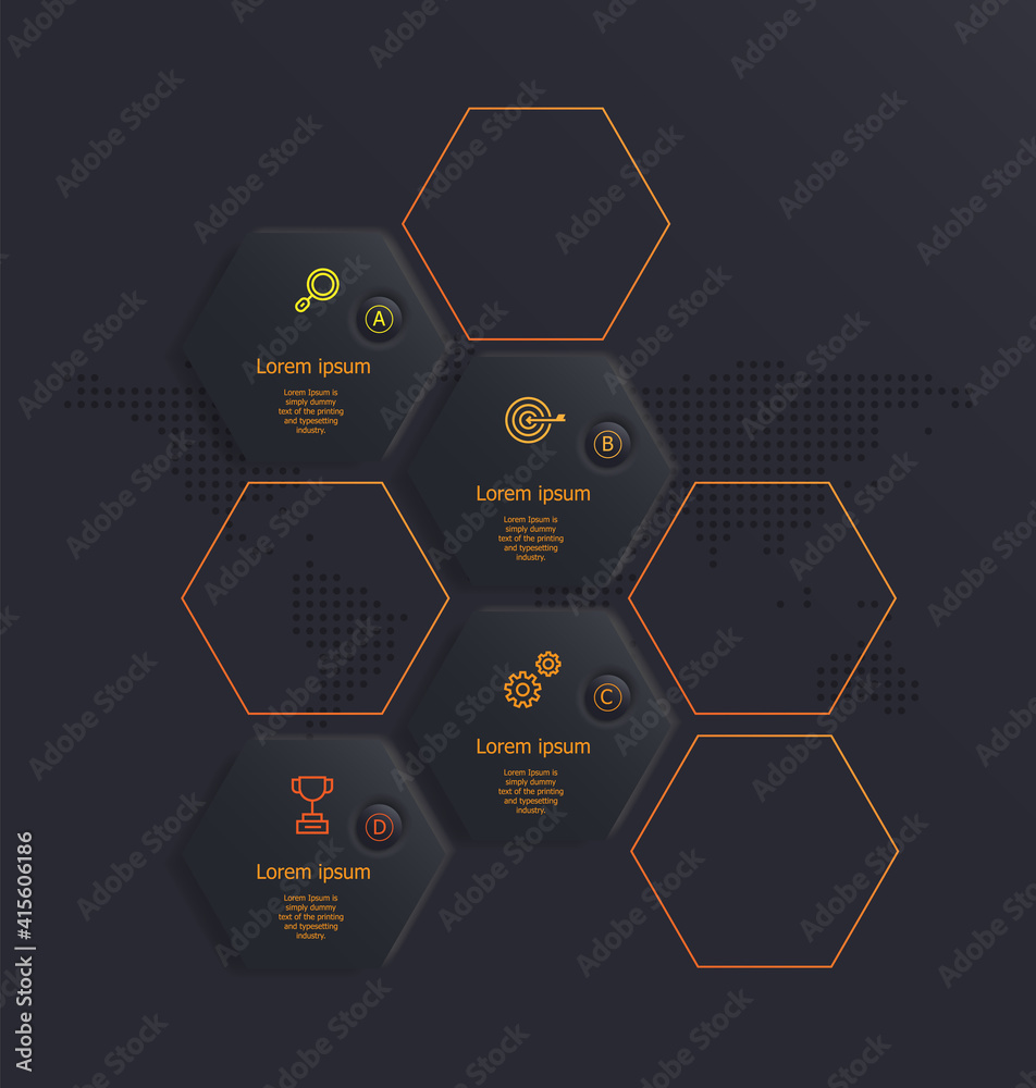 abstract soft ui hexagon infographics 4 steps for business and ...