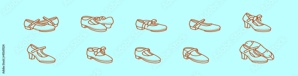set of women shoes cartoon icon design template with various models ...
