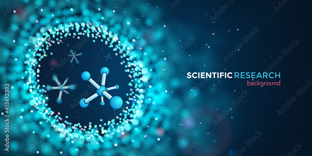 Scientific medical research vector web banner. Science abstract blue ...