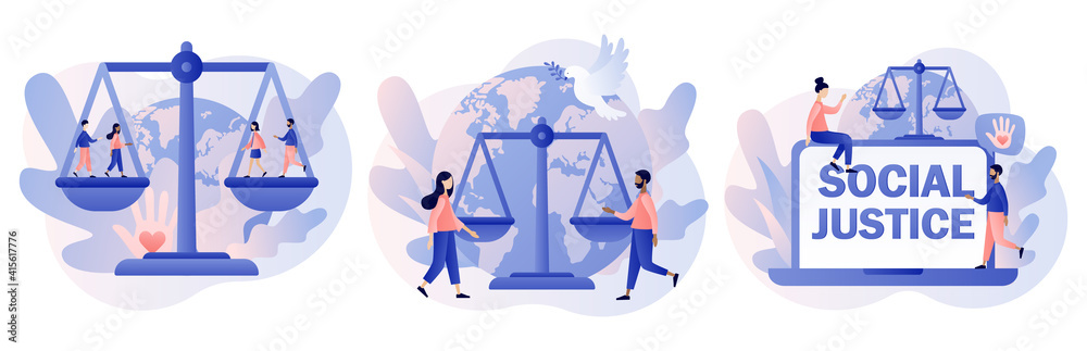 Vecteur Stock World Social justice day. Human rights concept. Scales as symbol of equality ...