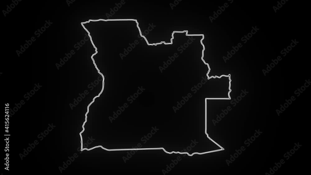 Map of Angola, Angola outline, Animated close up map of Angola Stock ...