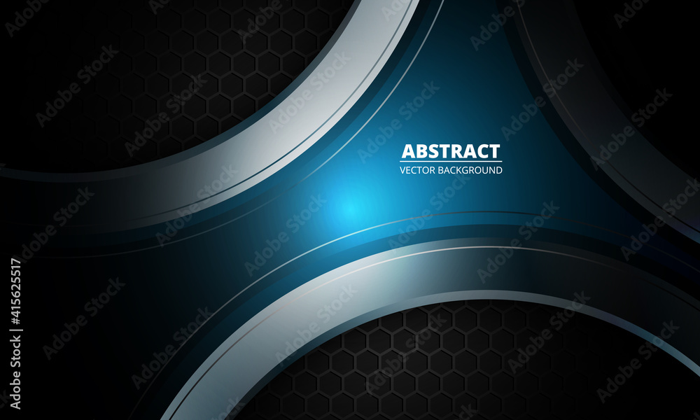 Dark futuristic abstract blue and gray vector background with hexagon ...