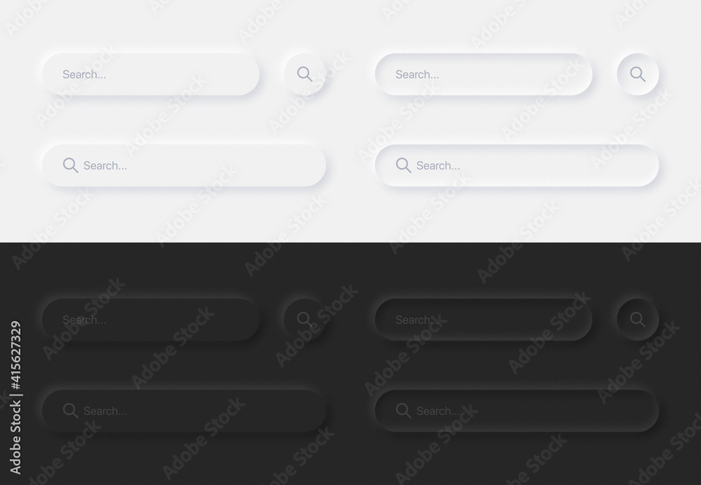 Search Bars In Different Variations UI Neumorphic Design Elements Set ...