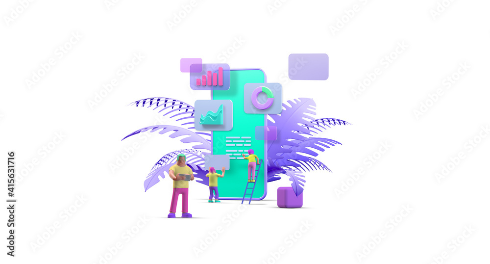 Fototapeta mapa świata dla dzieci Mobile Phone Smartphone Web UI UX app Design Teamwork concept ...