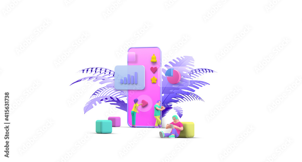 Mobile Phone Smartphone Web UI UX app Design Teamwork concept 3D ...