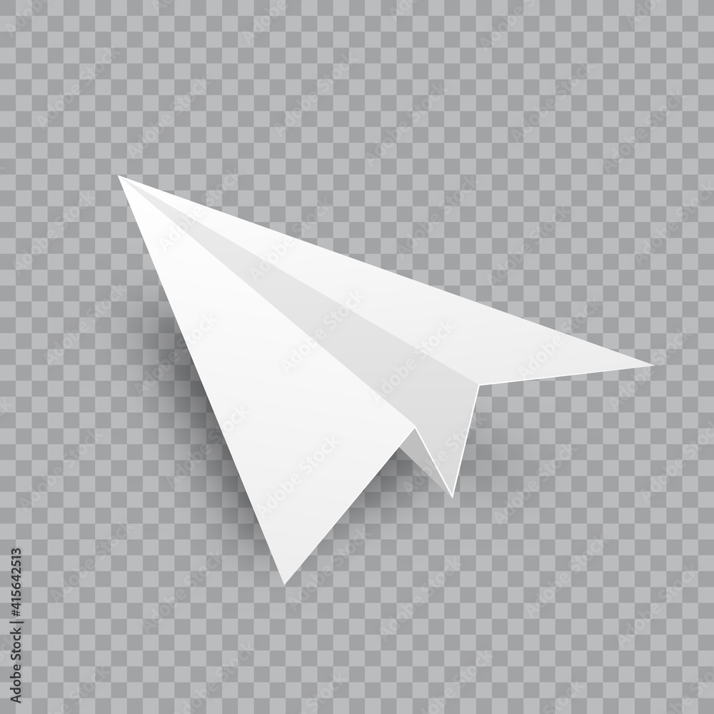 Realistic handmade paper plane on transparent background. Origami ...