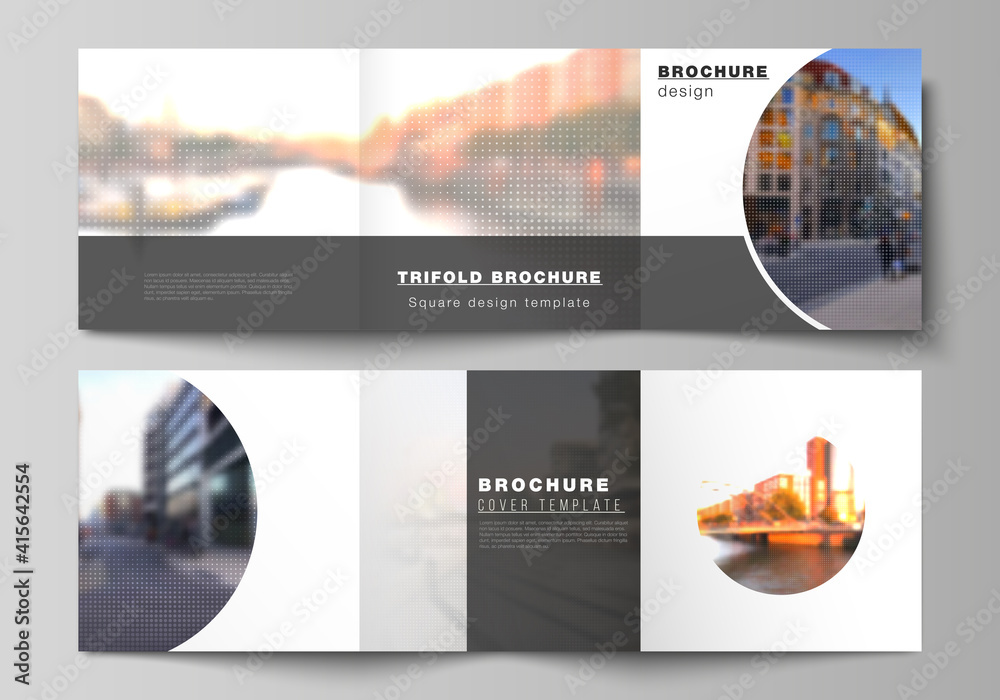 Vector layout of square cover design template for trifold brochure ...