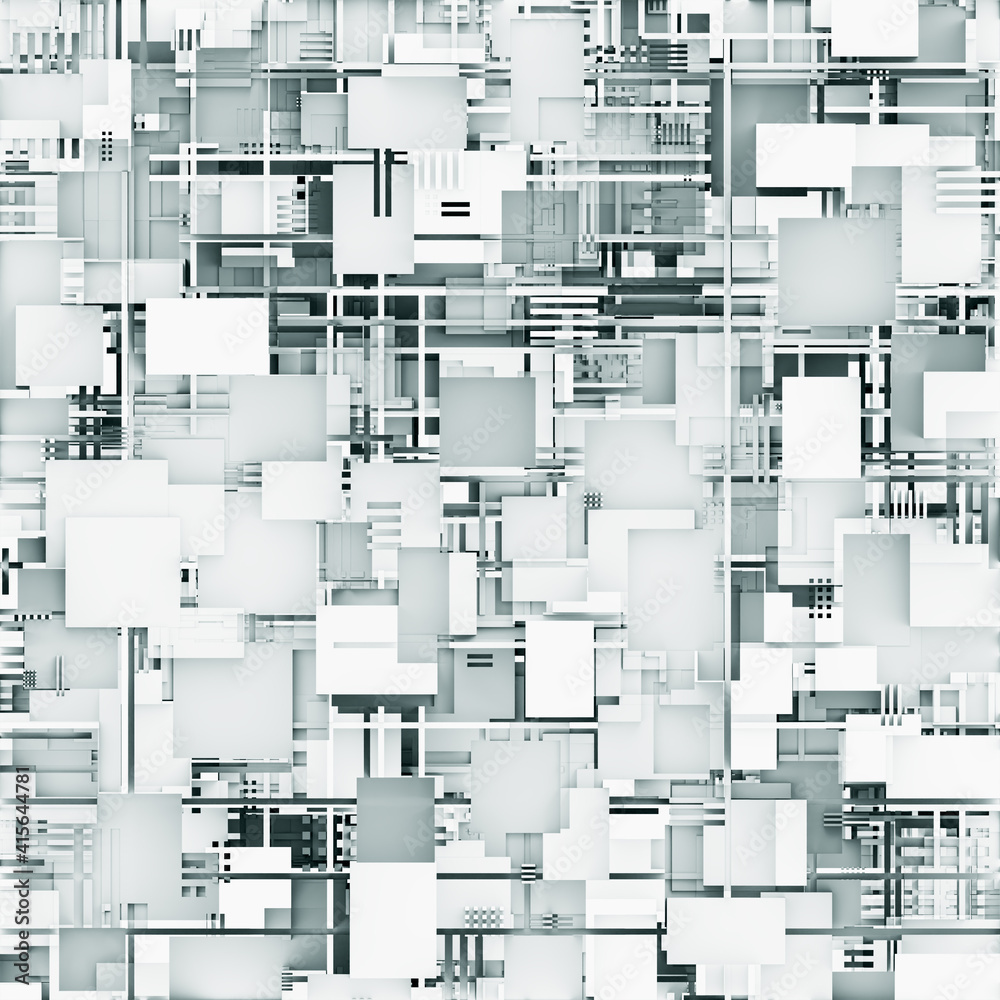 3d illustration render abstract futuristic landscape construction ...