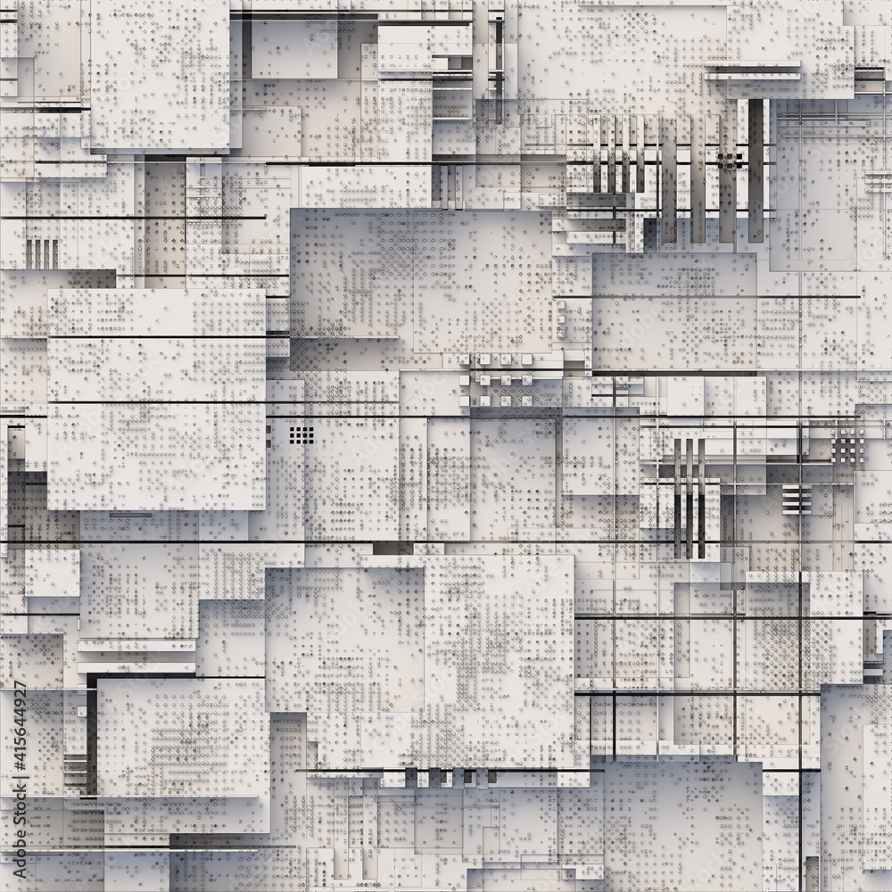 3d illustration render abstract futuristic landscape construction ...