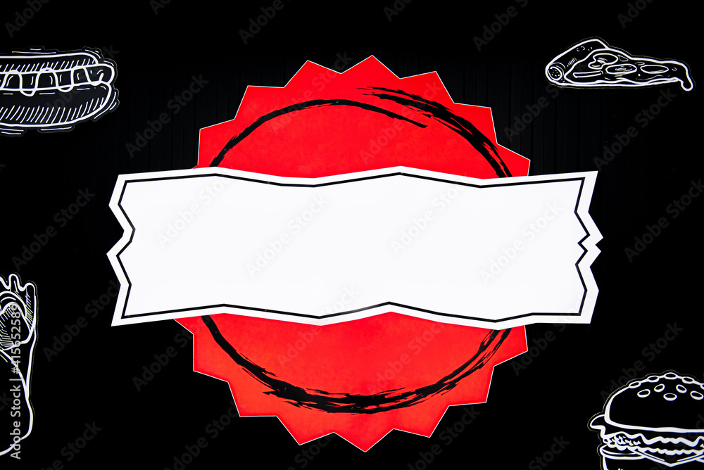 Icons drawings of fast food red and white free space for the logo Stock ...