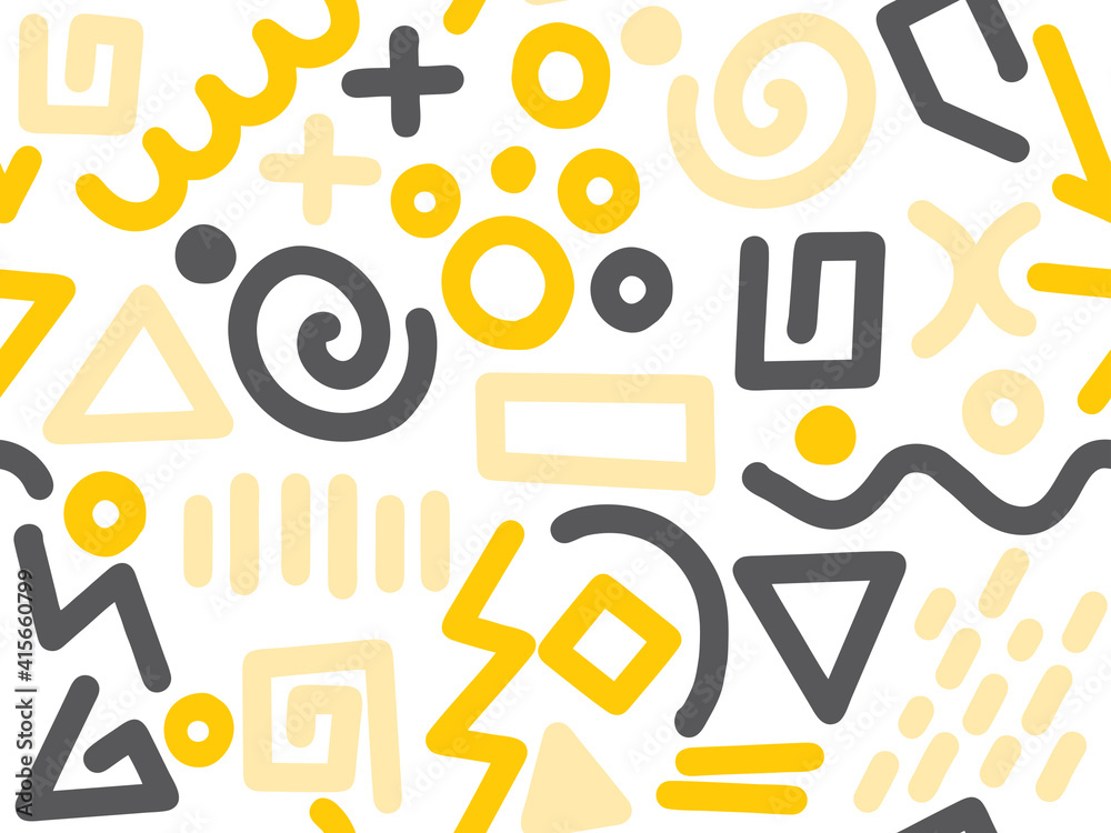 Abstraction geomtric pattern in organic oval line shapes. In chaotic ...