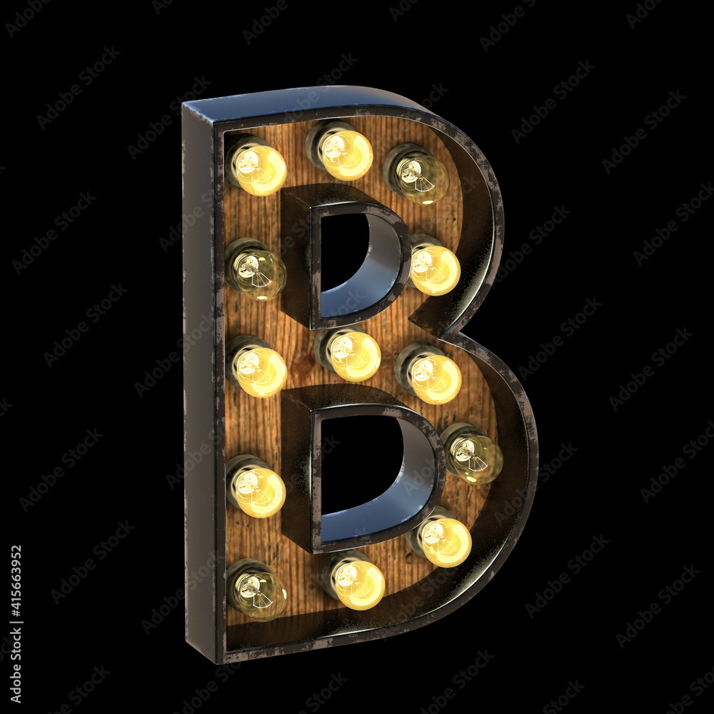 Light bulbs font Letter B 3D Stock Illustration | Adobe Stock